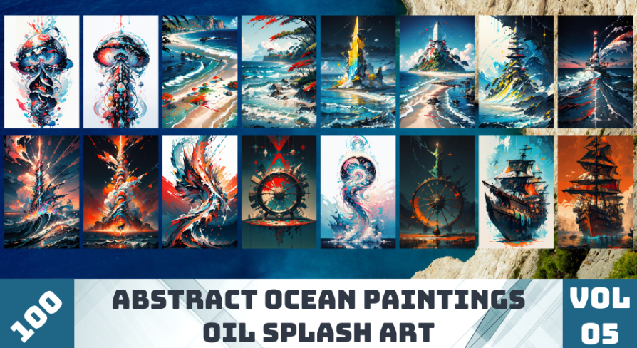 Paintings Pack 5 - Abstract Ocean Oil Paintings - 200 textures in total ...