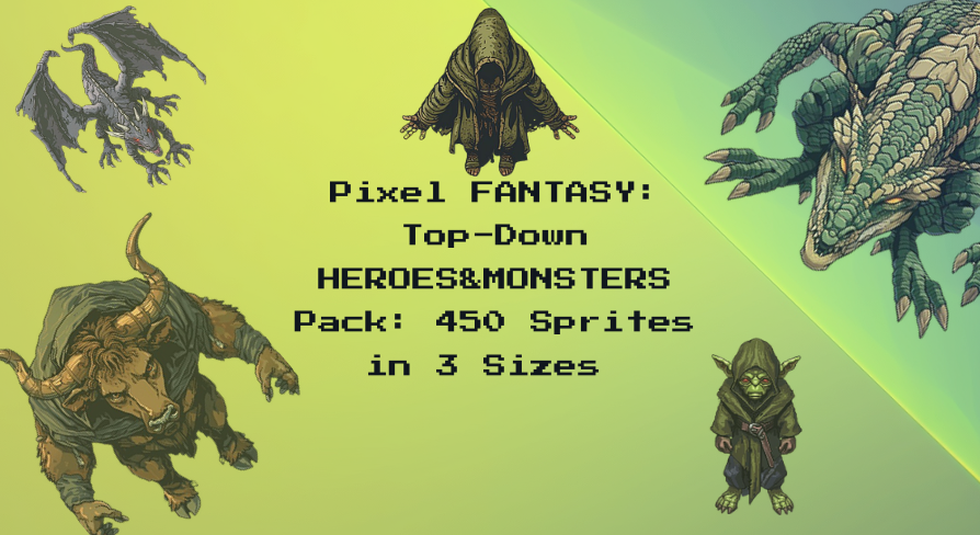 Pixel Fantasy: Top-Down Heroes & Monsters Pack - 450 Sprites in 3 Sizes ...