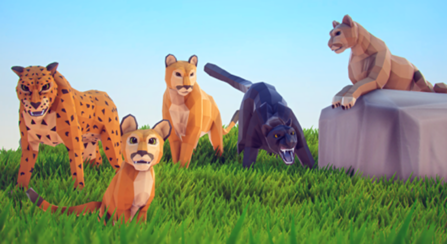 Poly Art Cougars and Panthers in Characters - UE Marketplace
