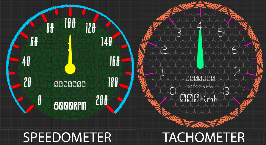 在二维资源创建的Procedural Speedometer & Tachometer Widget Blueprint - 虚幻引擎商城