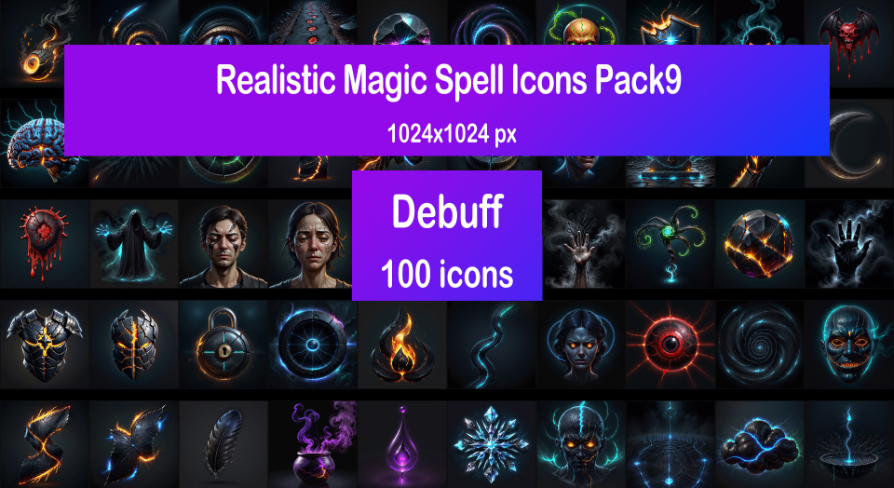 Realistic Magic Spell Icons Pack9 - Debuff in 2D Assets - UE Marketplace