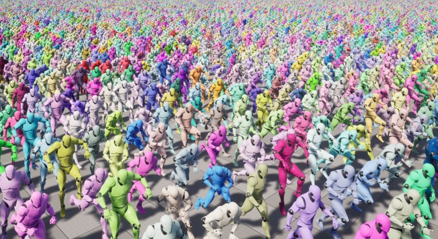 在代码插件创建的skelot Instanced Skeletal Mesh Rendering 虚幻引擎商城
