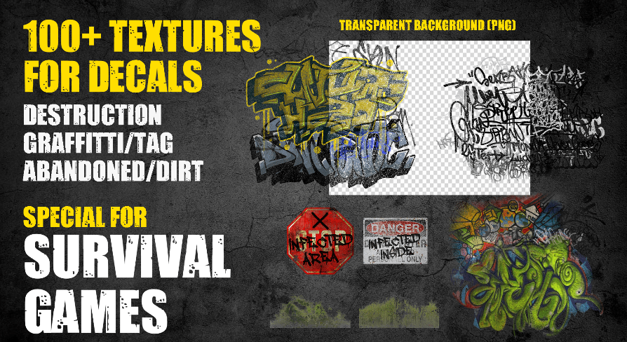 SURVIVAL GAME GRAFFITTI AND DIRT TEXTURE SET in Textures - UE Marketplace