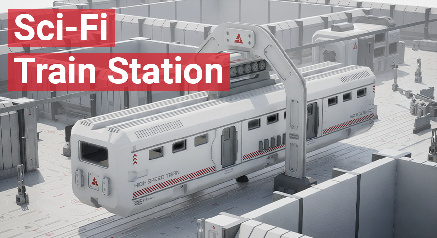 Sci Fi Train Station in Props - UE Marketplace