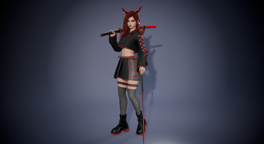 Sci-fi Girl With Katana in Characters - UE Marketplace