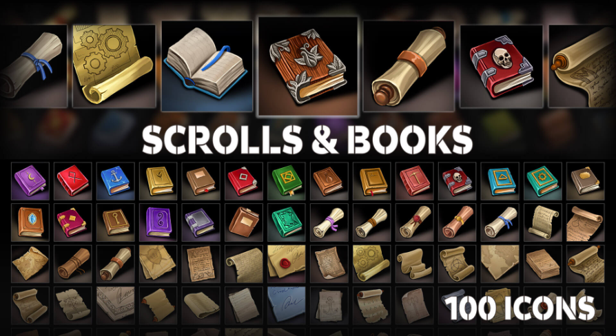 Scrolls And Books - Icons, 카테고리 텍스처 - UE 마켓플레이스