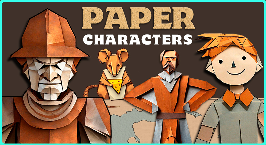 Set of 55 PNG Paper avatars in 2D Assets - UE Marketplace