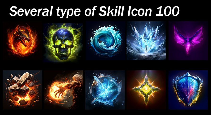 Skill Icon 100kinds in 2D Assets - UE Marketplace