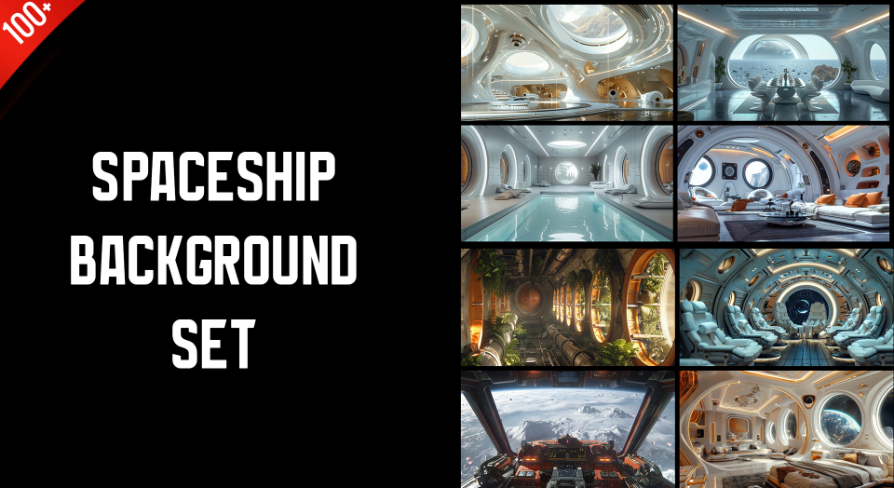 Spaceship and Space Shuttle Background Set：2Dアセット - UE マーケットプレイス