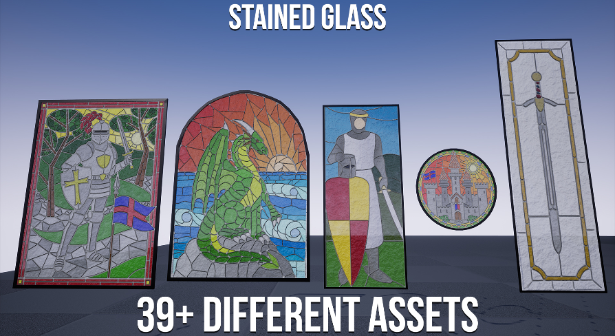 Stained Glass Pack in Props - UE Marketplace