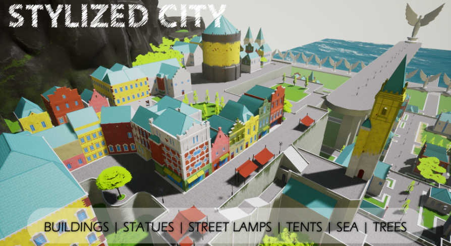 Stylized City Environment in Environments - UE Marketplace