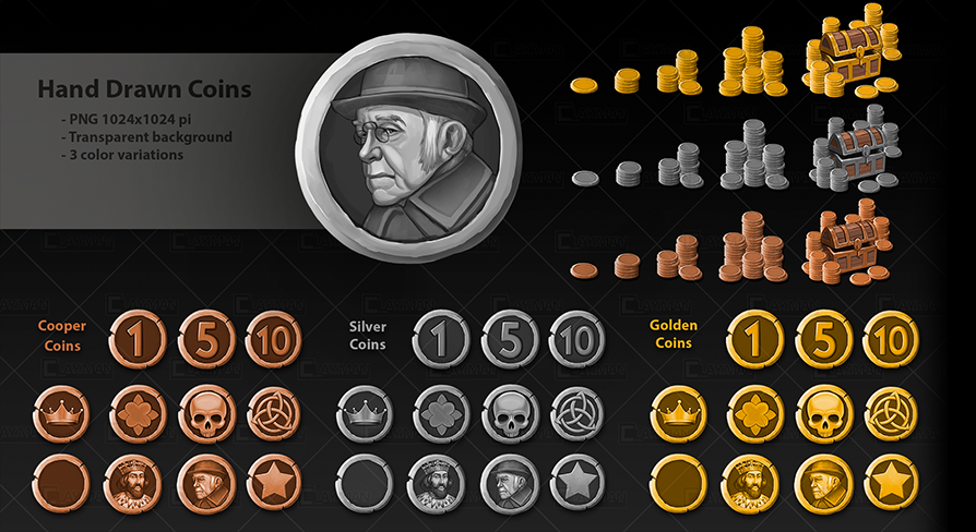 Stylized Coins Pack in 2D Assets - UE Marketplace
