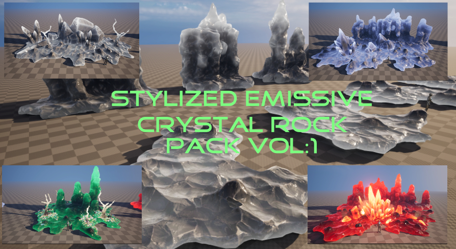Stylized Emissive Crystal Rock Pack Vol:1 in Props - UE Marketplace