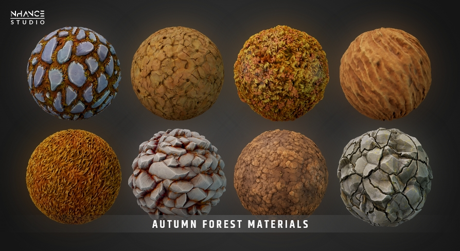 Stylized Fantasy Autumn Forest Landscape Material Pack in Materials ...