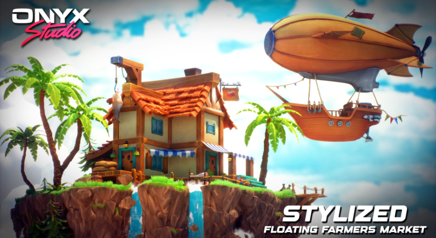 Stylized Floating Market in Props - UE Marketplace