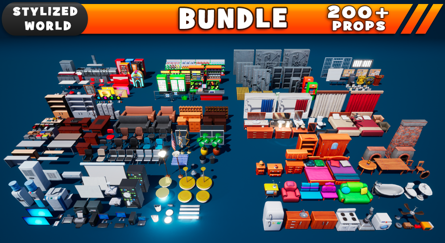 Stylized Interior Props Bundle：プロップ・小物 - UE マーケットプレイス