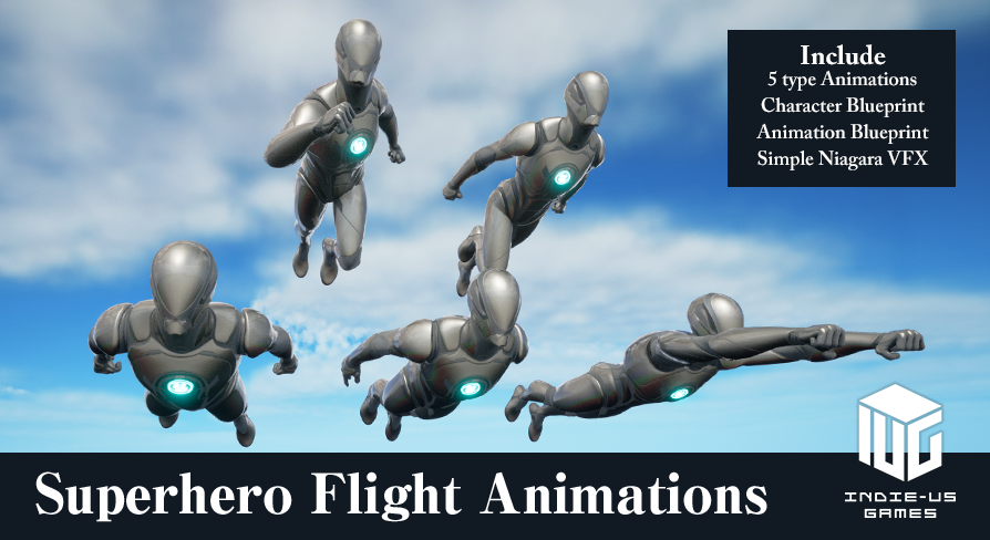 Superhero Flight Animations, 카테고리 애니메이션 - UE 마켓플레이스