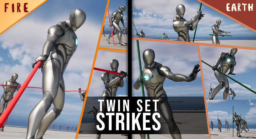TWIN SET STRIKES: Mage Staff - Earth & Fire, 카테고리 애니메이션 - UE 마켓플레이스