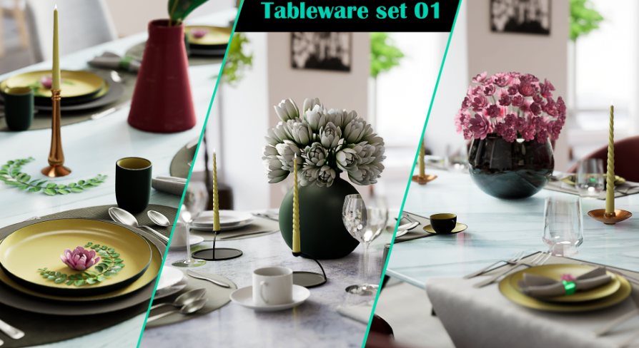 Tableware Vol.01 in Architectural Visualization - UE Marketplace
