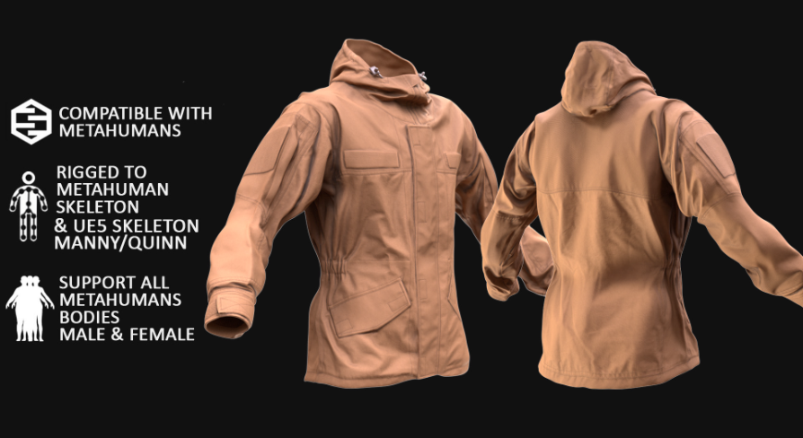 Tactical Jacket 25 - All MH Bodies & UE5 Skeletons - Rigged, 카테고리 소품 ...