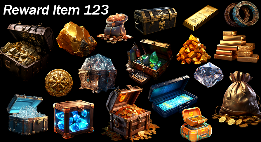 Treasure Item 123. gold, diamond, chest box in 2D Assets - UE Marketplace
