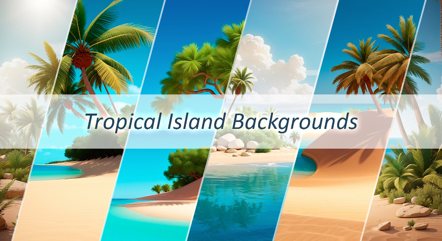 在贴图创建的Tropical Island Background Set - 虚幻引擎商城