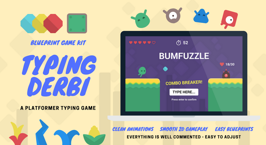 Typing Derbi - A 2D Platformer / Typing Game in Blueprints - UE Marketplace