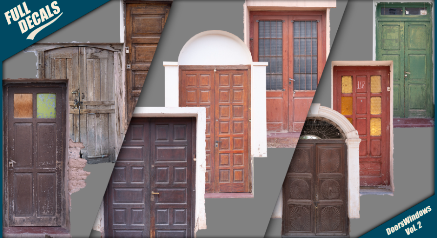 Vintage Doors & Windows Decals Vol. 2：2Dアセット - UE マーケットプレイス