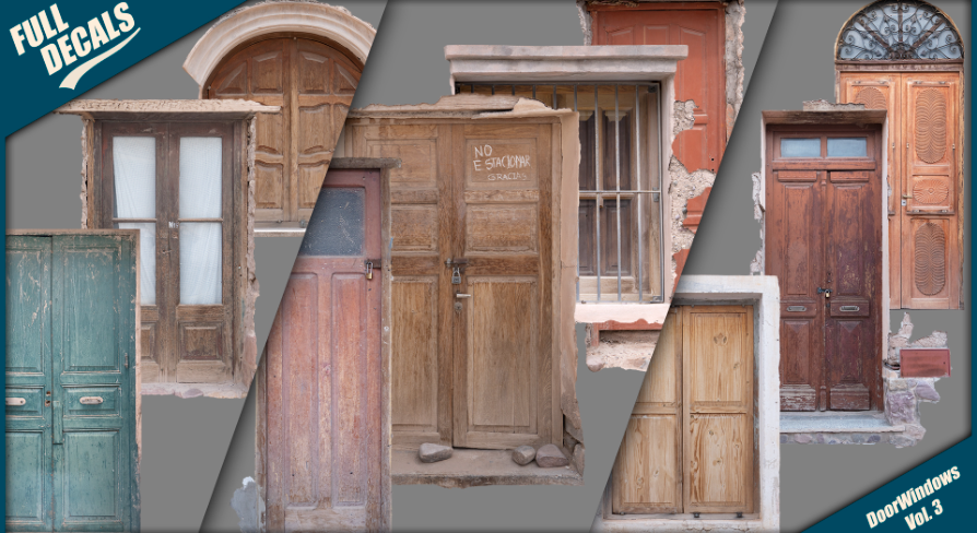 Vintage Doors & Windows Decals Vol. 3：2Dアセット - UE マーケットプレイス