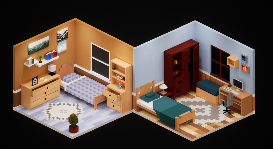 Voxel Magic: Two Distinct 3D Room Sets in Props - UE Marketplace