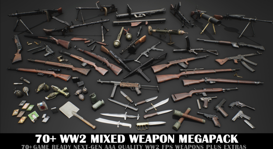 WW2 Mixed Weapon Mega Pack in Props - UE Marketplace