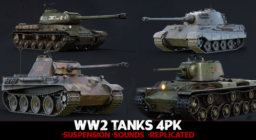 在蓝图创建的WW2 Tanks - 4pk - Advanced Tank Blueprint - 虚幻引擎商城