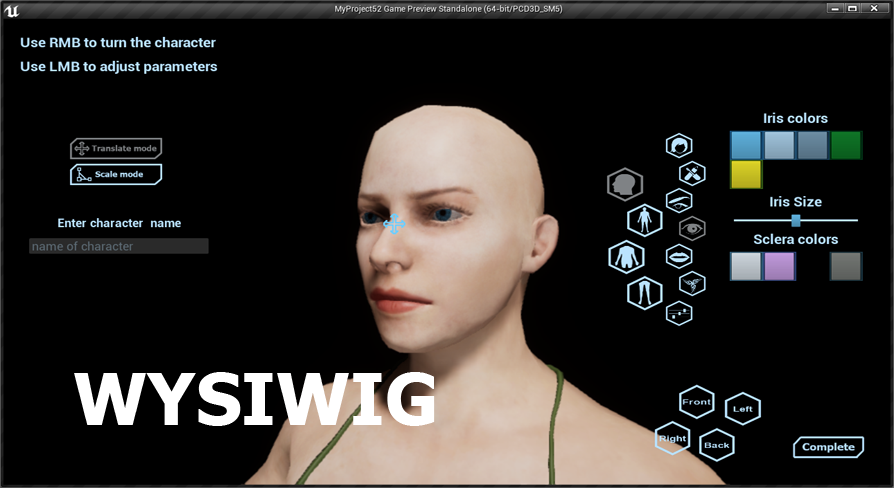 WYSIWYG character customization system in Blueprints - UE Marketplace