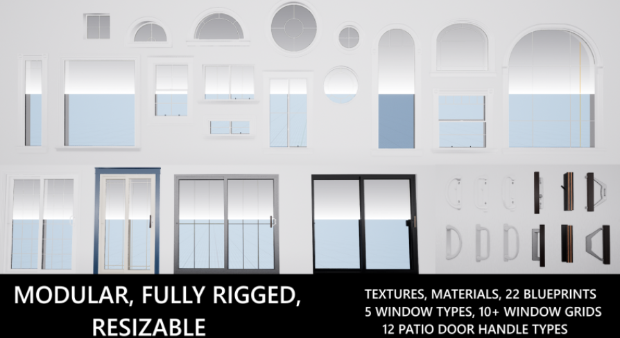 Window and Patio Door Collection Modular + Resizable, 카테고리 소품 - UE 마켓플레이스