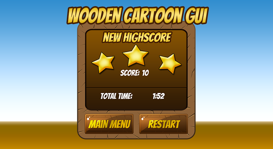 Wooden Cartoon Style GUI in 2D Assets - UE Marketplace