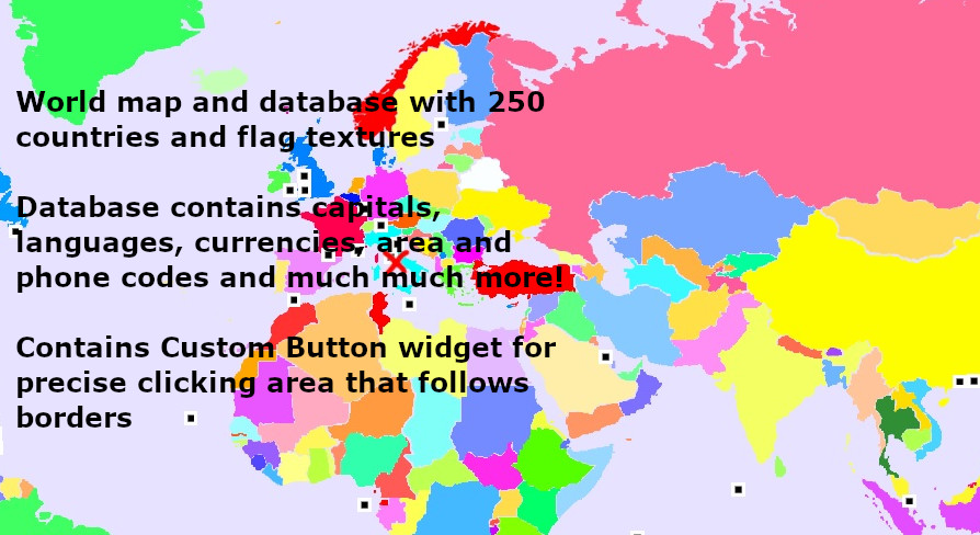 World map, flags and country datatable for 250 countries + custom ...