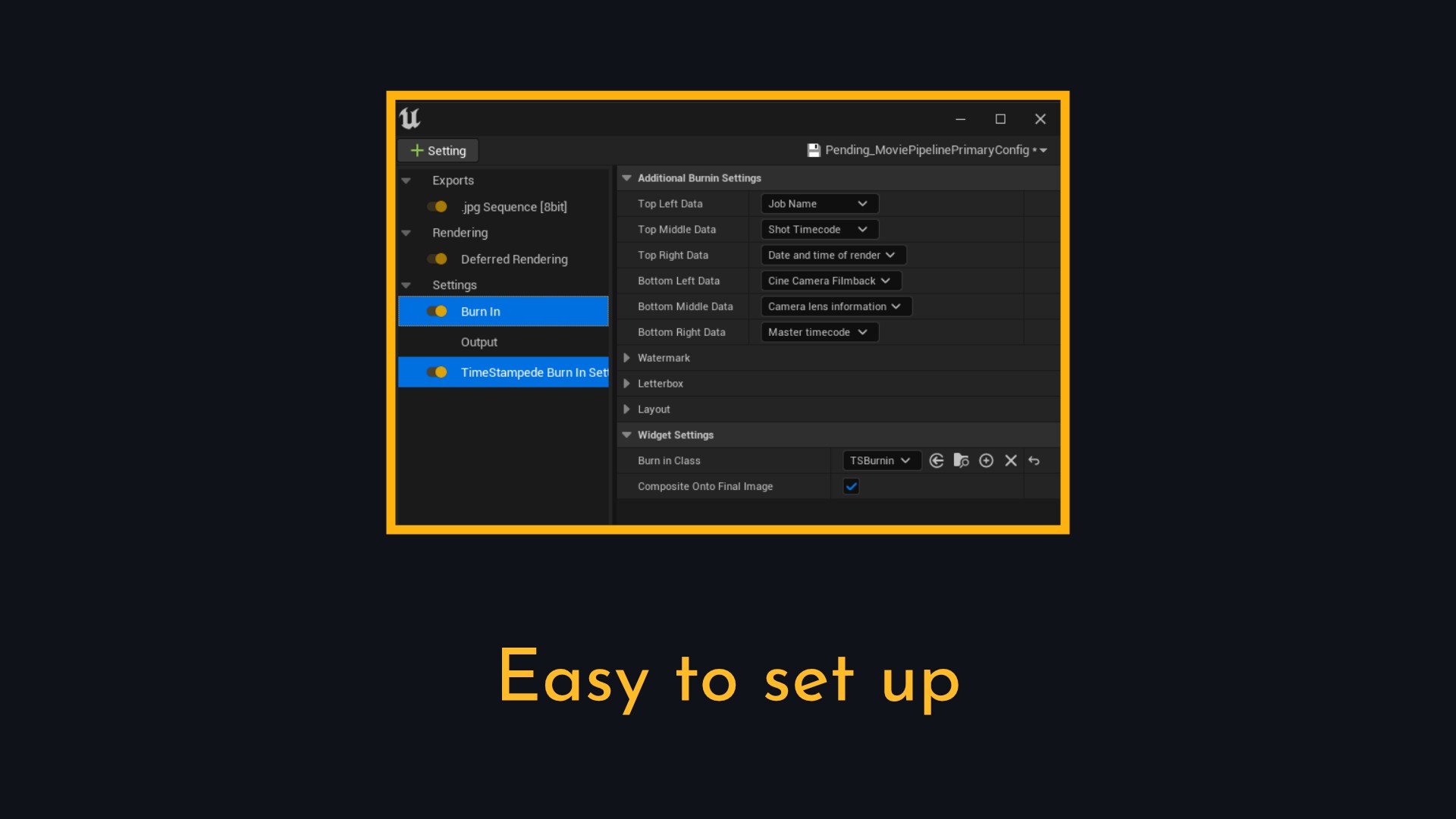 TimeStampede - Burn-In Customizations for Movie Render Queue in Code Plugins - UE Marketplace