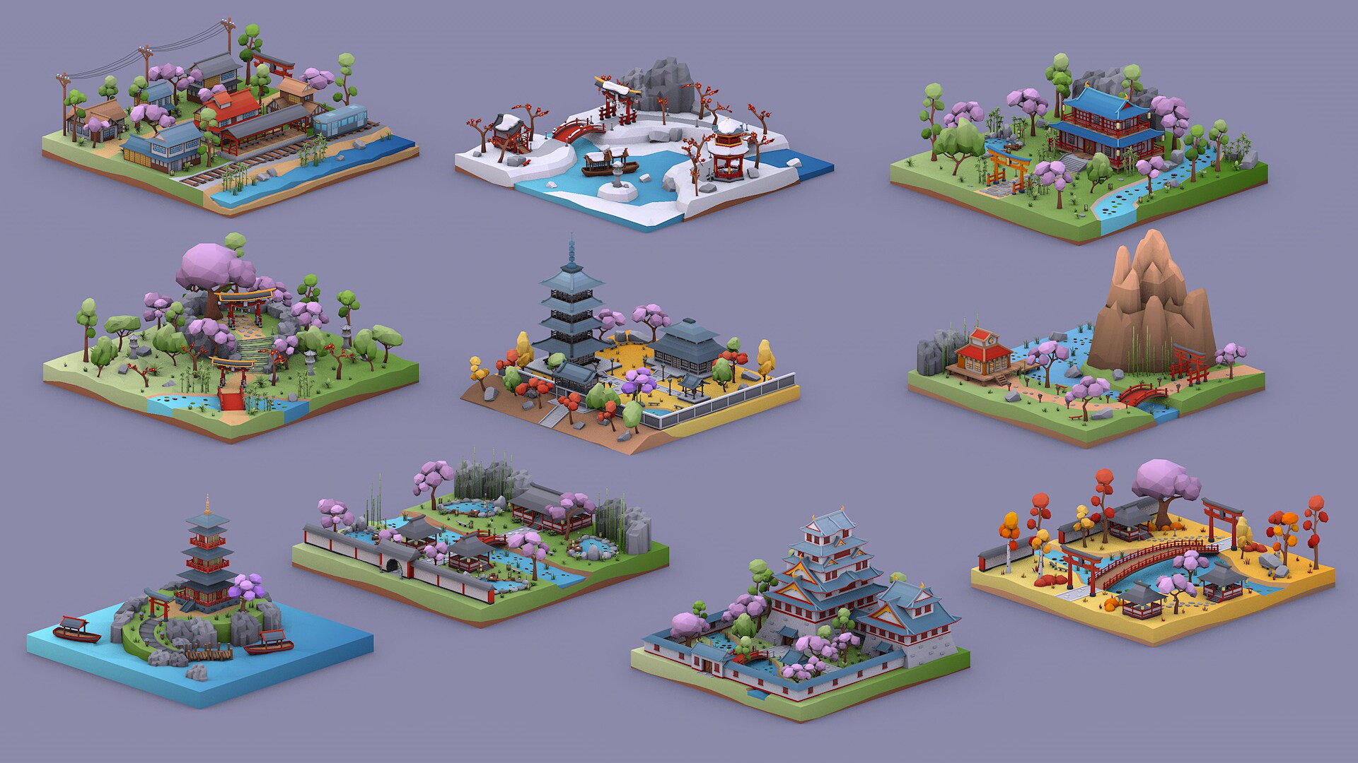 Low Poly Japanese Locations Pack, 카테고리 소품 - UE 마켓플레이스