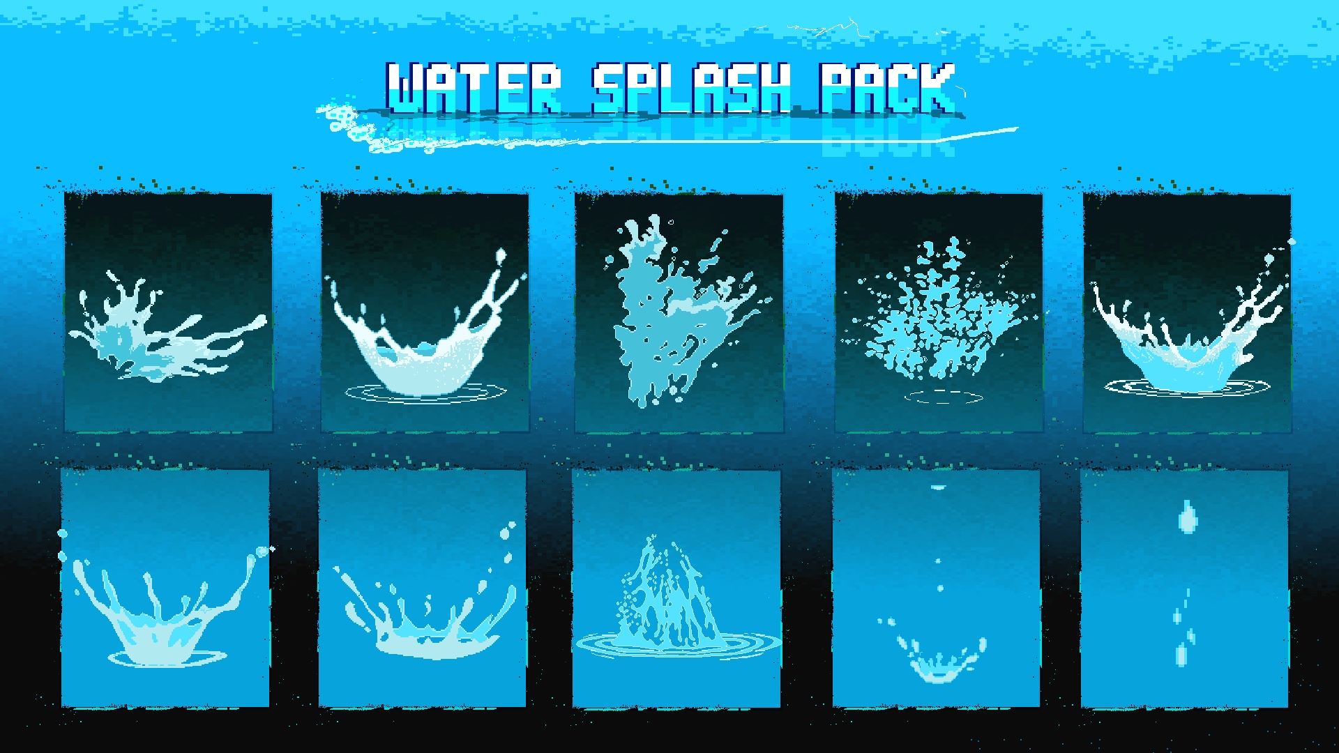 在二维资源创建的pixel Art Water Splash Pack 虚幻引擎商城