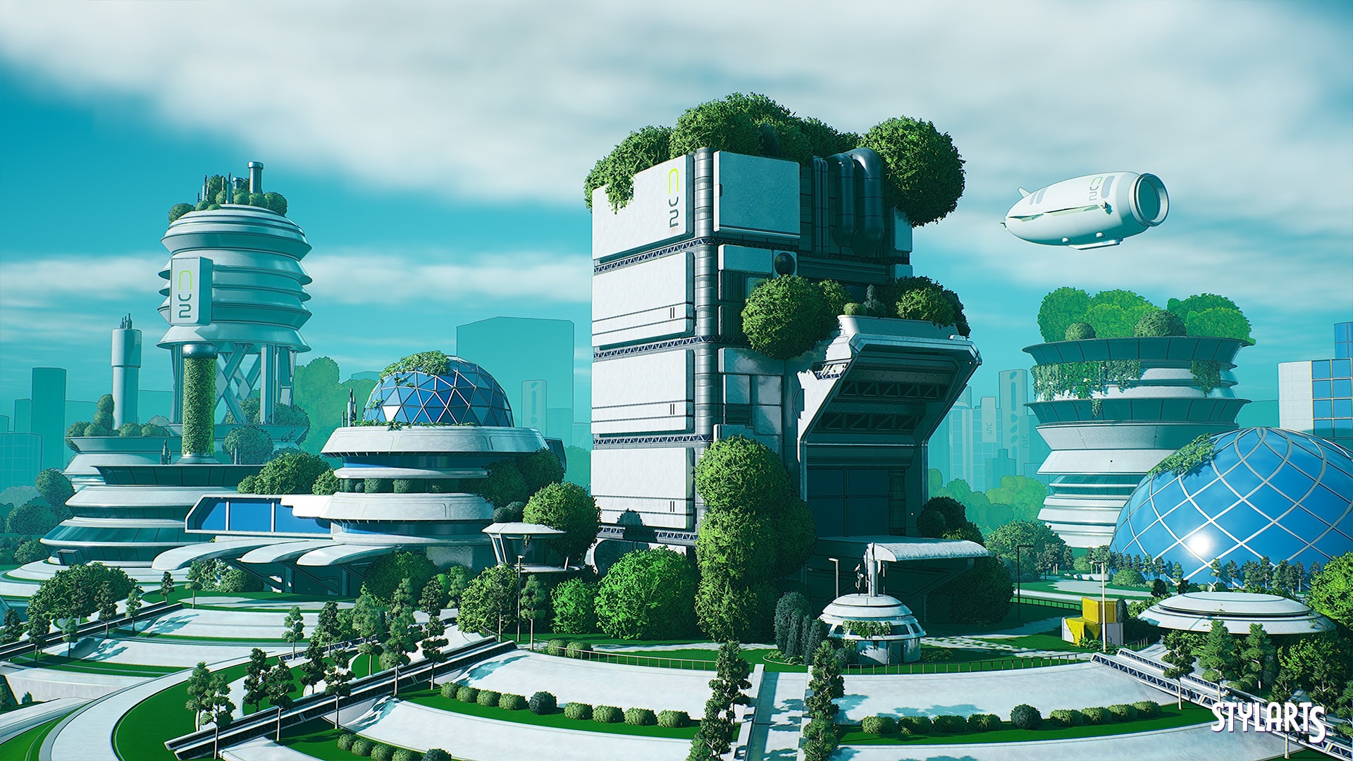 Stylized Solarpunk City in Environments - UE Marketplace