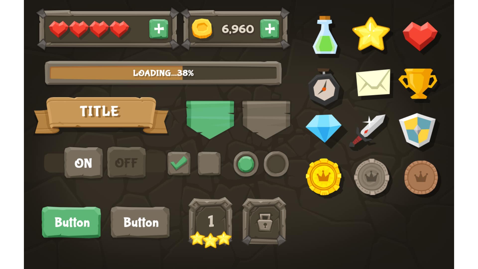 GUI Kit - Dark Stone in 2D Assets - UE Marketplace