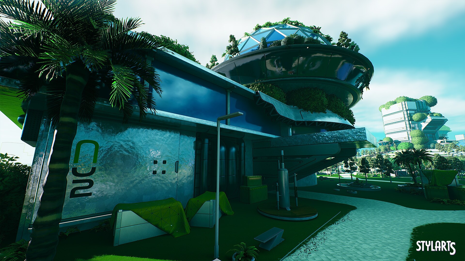 在环境创建的Stylized Solarpunk City - 虚幻引擎商城