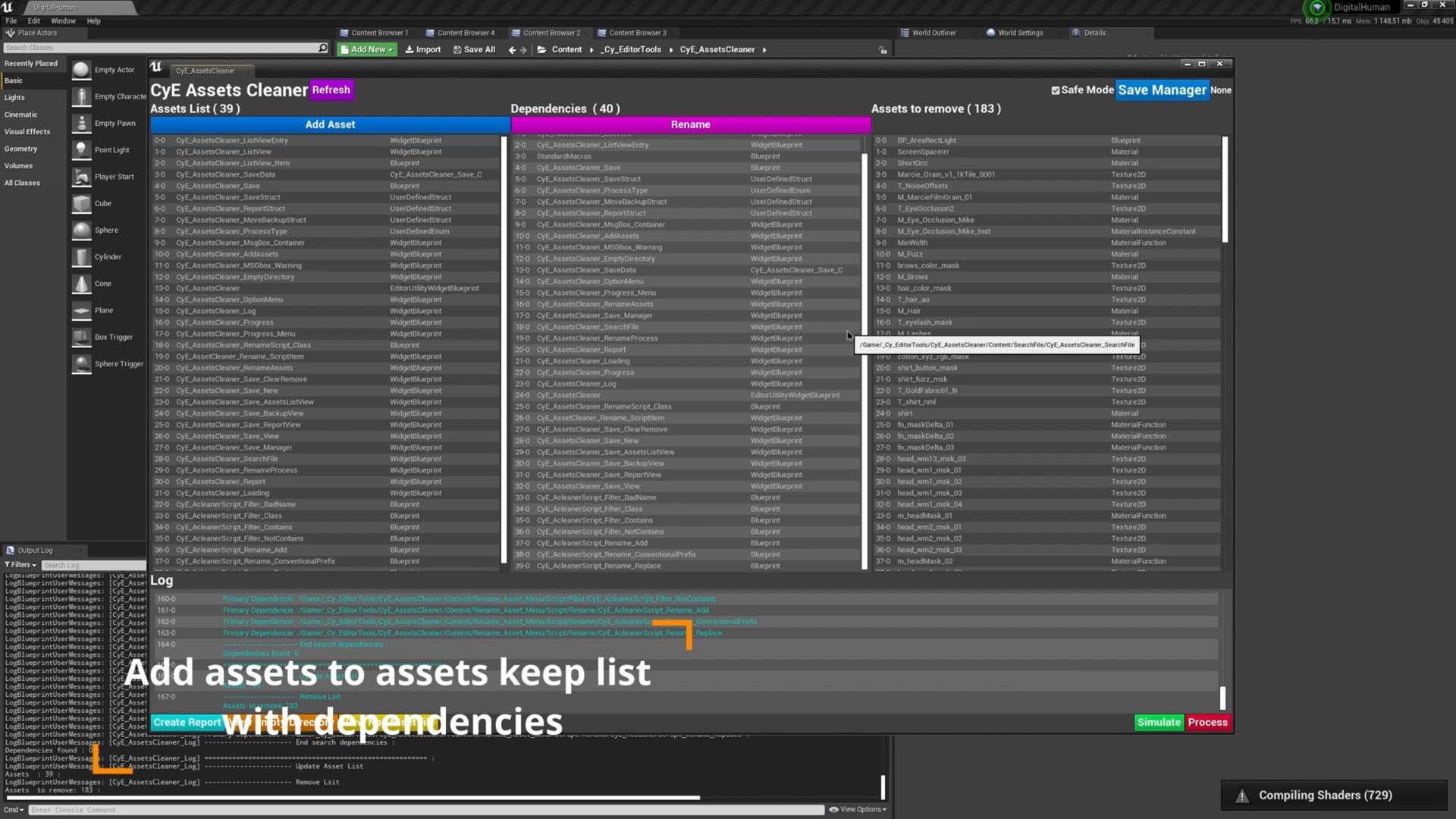 Cy EditorTools Assets Cleaner in Blueprints - UE Marketplace