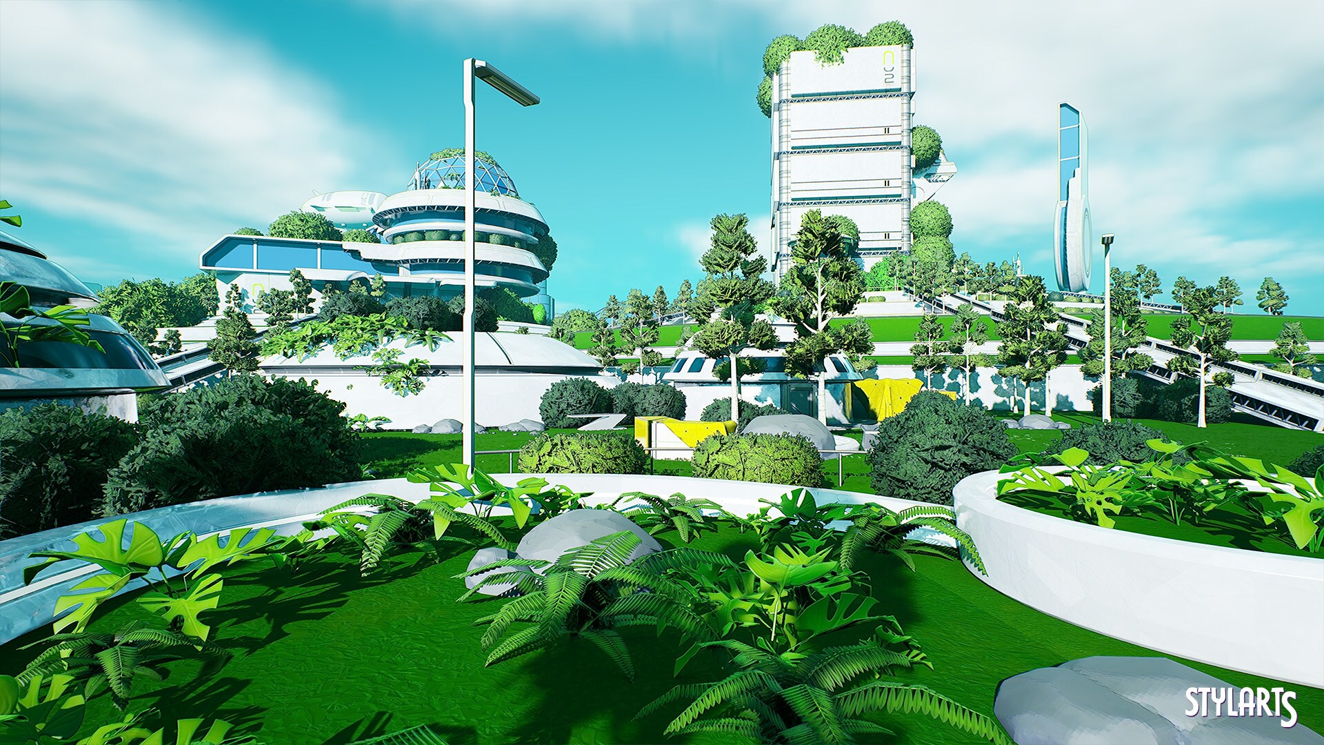 在环境创建的Stylized Solarpunk City - 虚幻引擎商城