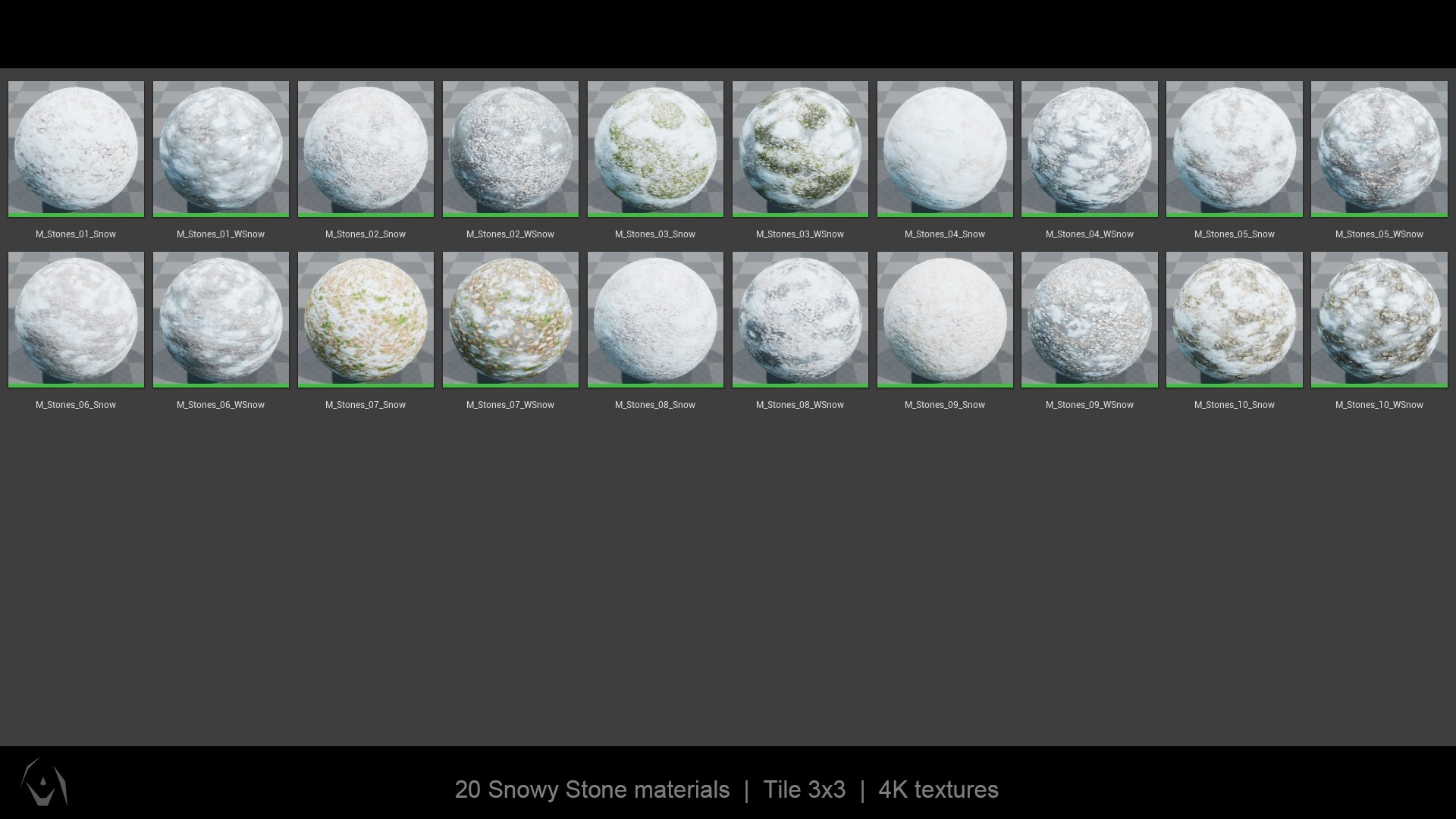 Snowy-Winter Stone Materials, 카테고리 머티리얼 - UE 마켓플레이스