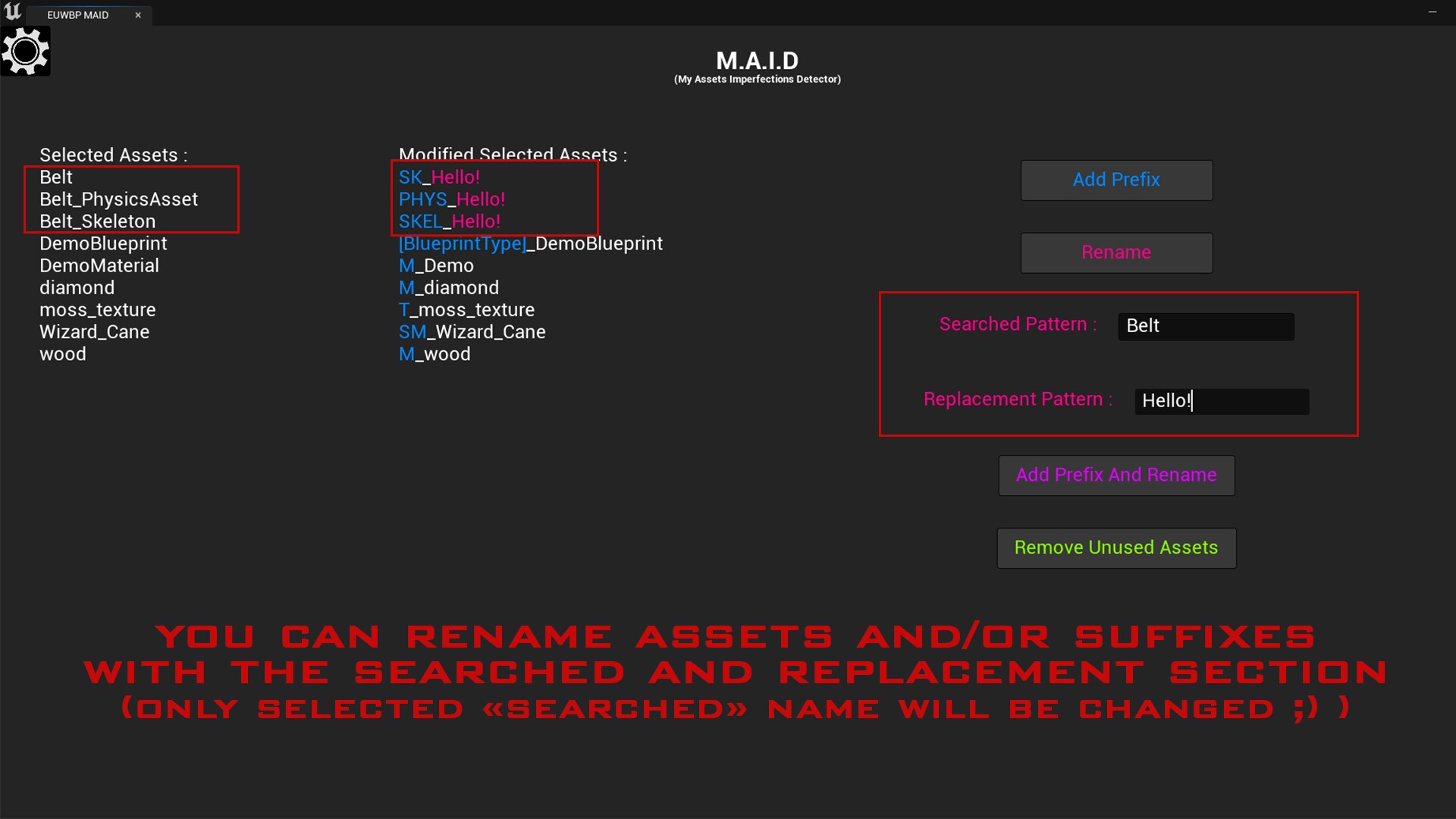 M.A.I.D (Assets/project cleaner and renamer) in Blueprints - UE Marketplace