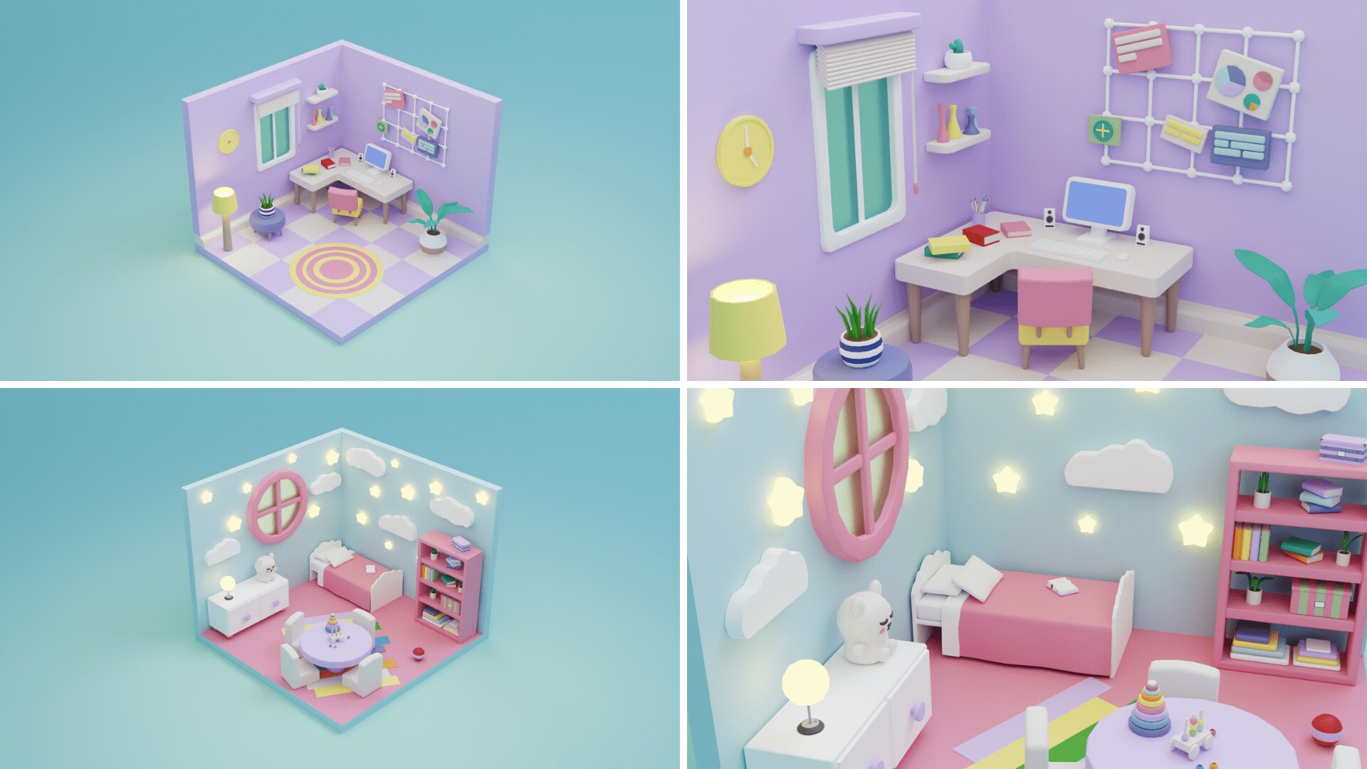 BIG PACK Cozy Cartoon Rooms Interiors in Props - UE Marketplace