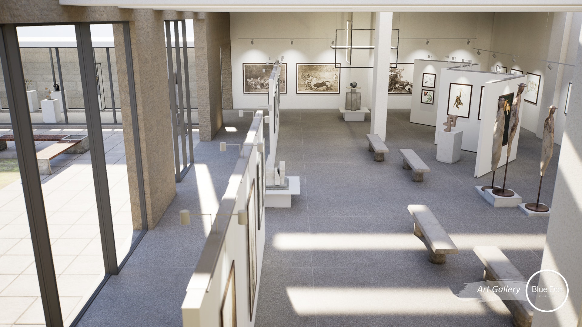 在建筑可视化创建的modular Art Gallery 虚幻引擎商城