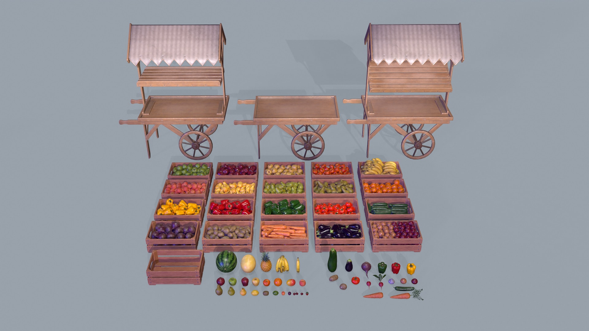 Food Pack vol. 3. Fruit and vegetable market in Props - UE Marketplace