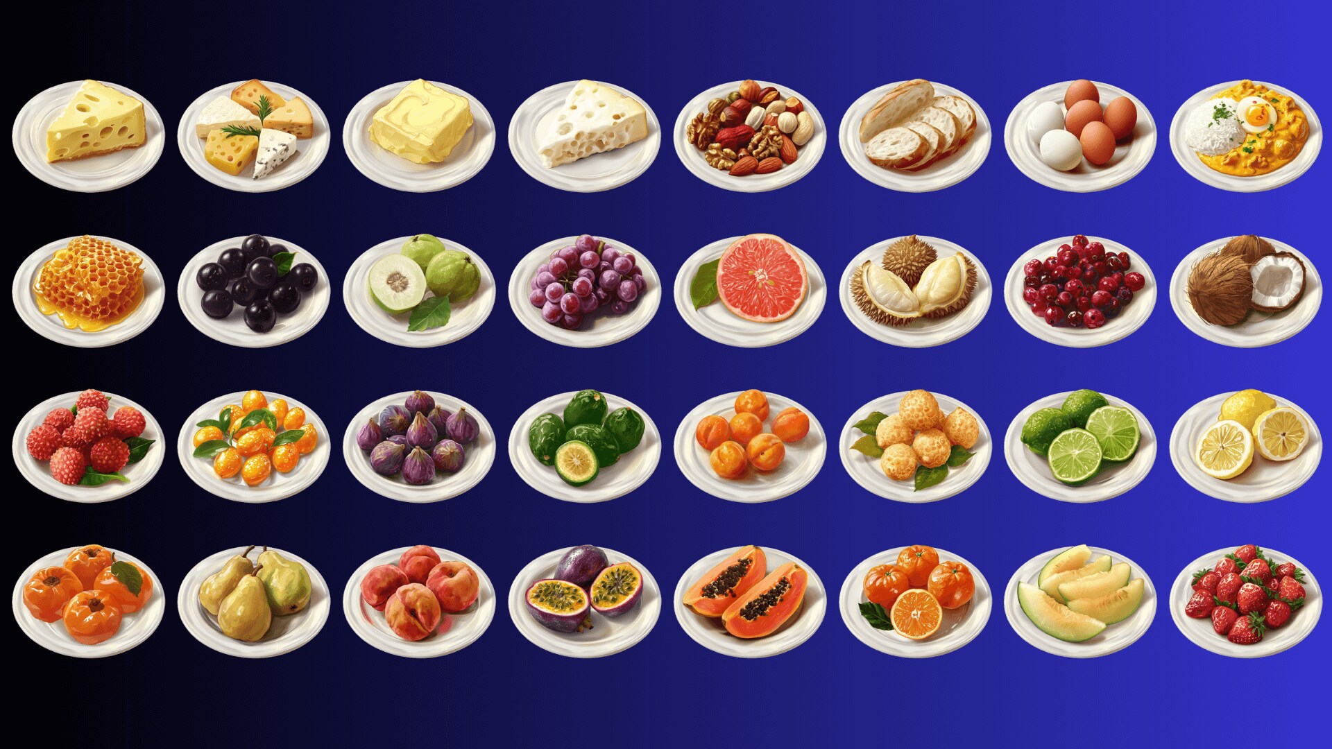 在二维资源创建的2D Food Icons - 380 Dishes Set with Transparency - 虚幻引擎商城